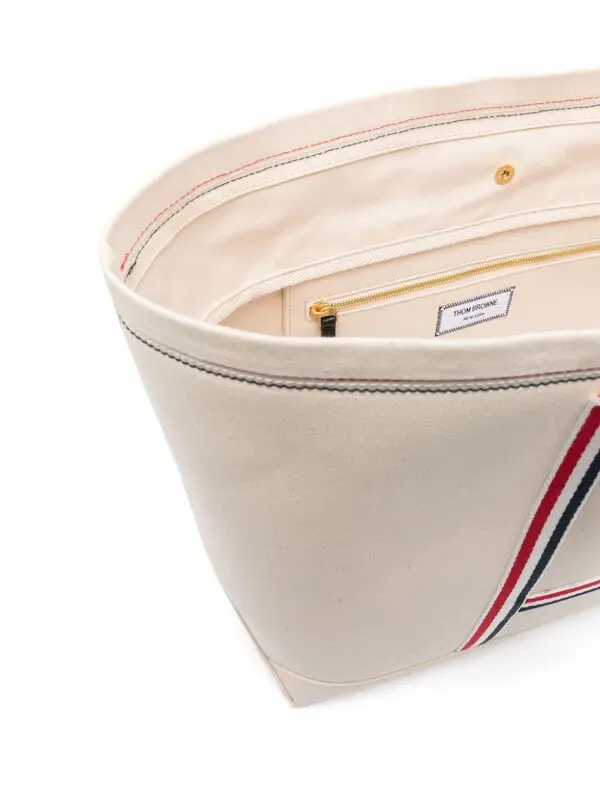 Thom Browne Double Face Canvas Small Tool Tote - White