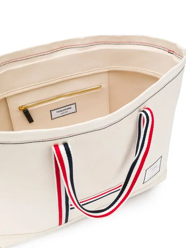 Thom Browne Double Face Canvas Small Tool Tote - White