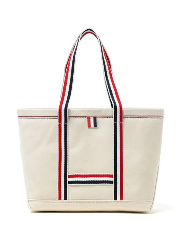 Thom Browne Double Face Canvas Small Tool Tote - White