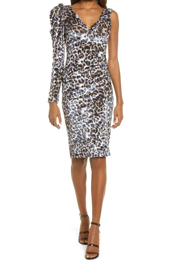 lavish alice brown dress ZOEY Embellished Lace Boucle Tulip Mini Dress in Chocolate main image 0