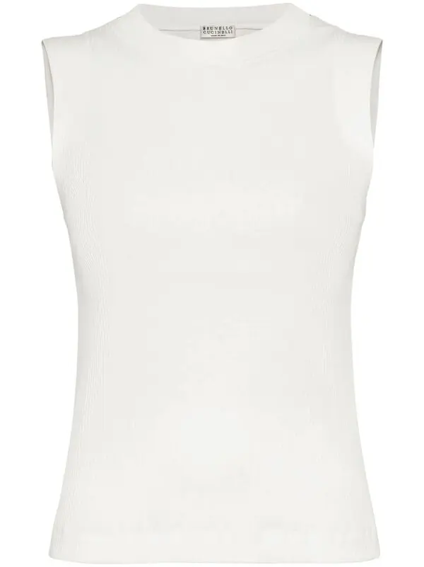 Brunello Cucinelli Ribbed Cotton Tank Top - White