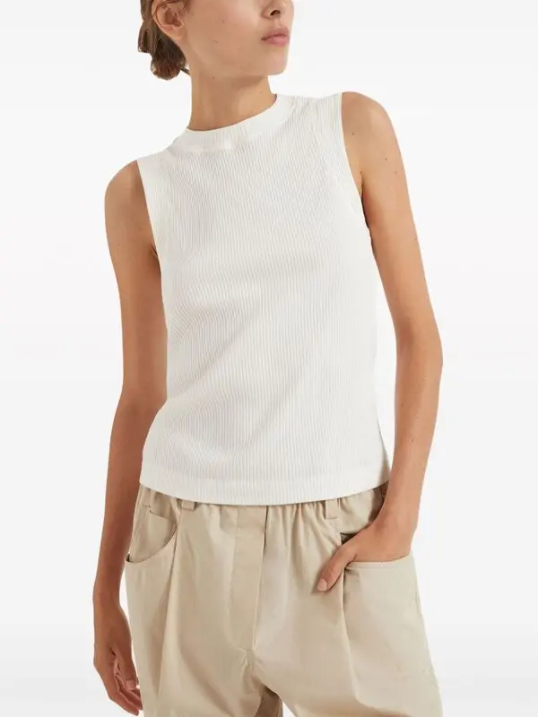 Brunello Cucinelli Ribbed Cotton Tank Top - White
