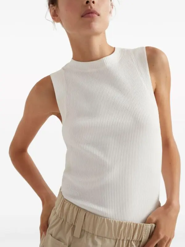Brunello Cucinelli Ribbed Cotton Tank Top - White