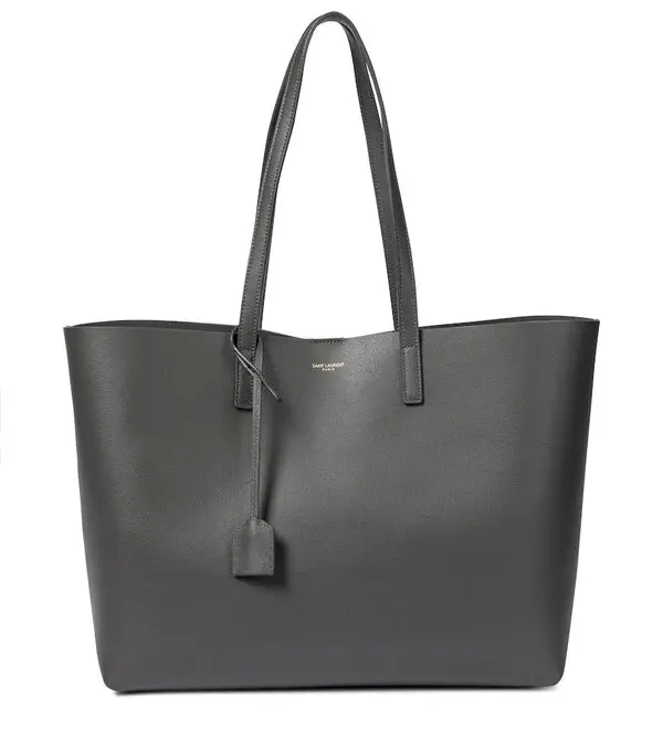 Saint Laurent Shopping E/w Leather Tote Bag - Grey