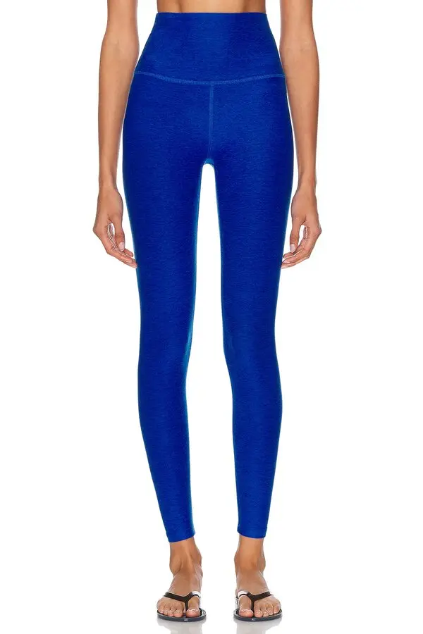 Beyond Yoga Spacedye Caught In The Midi High Waisted Legging In Black - Court Blue Heather
