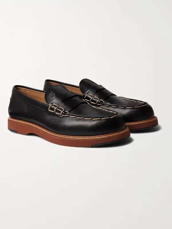 TOD'S Contrast-stitched Leather Loafers