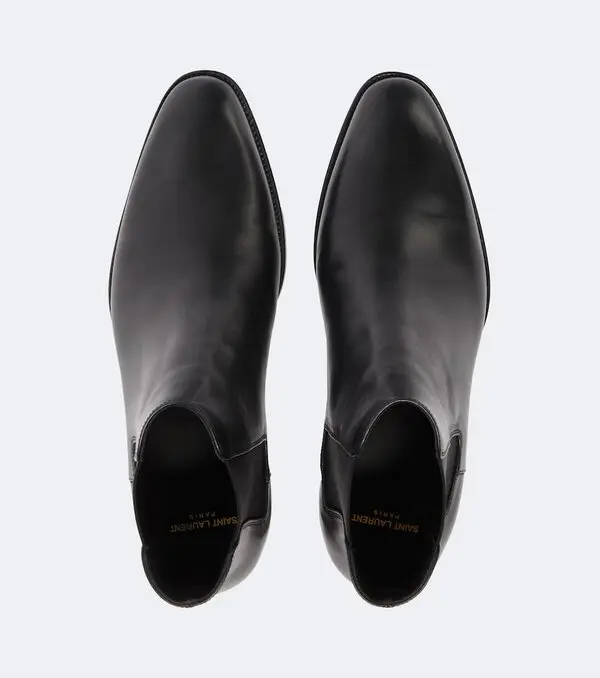 Saint Laurent Wyatt Leather Chelsea Boots - Black