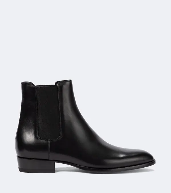Saint Laurent Wyatt Leather Chelsea Boots - Black