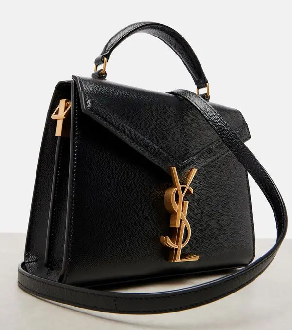 Saint Laurent Cassandra Mini Leather Shoulder Bag - Black