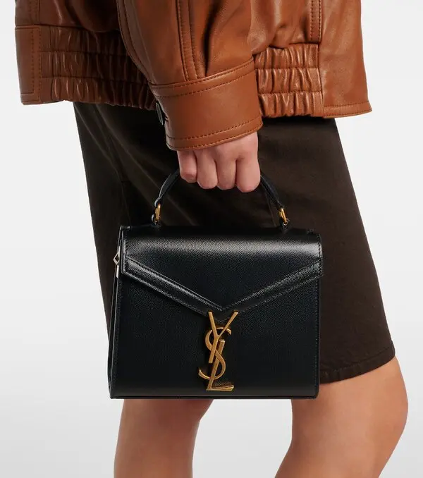 Saint Laurent Cassandra Mini Leather Shoulder Bag - Black