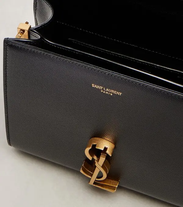 Saint Laurent Cassandra Mini Leather Shoulder Bag - Black