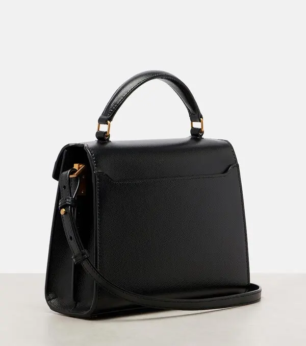 Saint Laurent Cassandra Mini Leather Shoulder Bag - Black