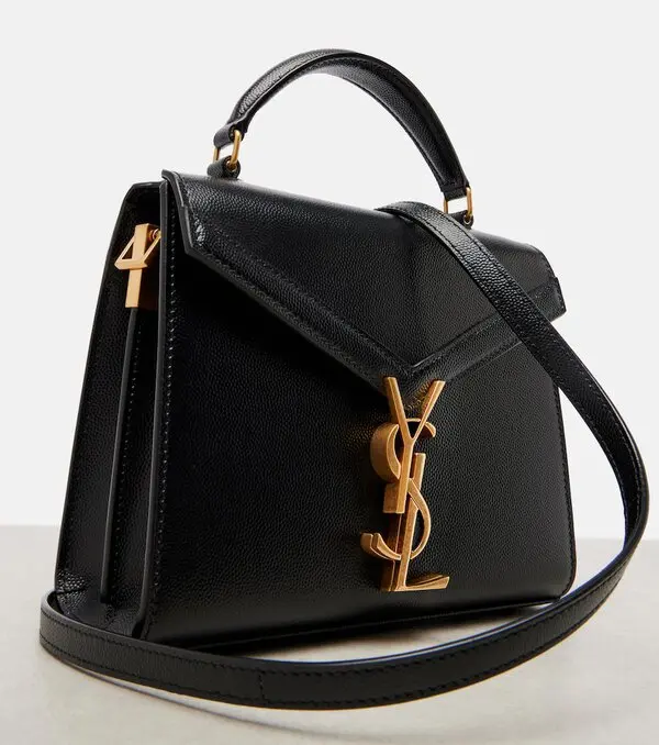 Saint Laurent Cassandra Mini Leather Shoulder Bag - Black