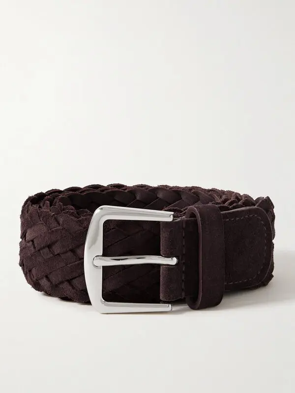 Loro Piana 4cm Woven Suede Belt - Brown