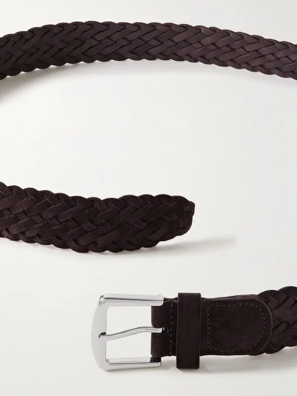Loro Piana 4cm Woven Suede Belt - Brown