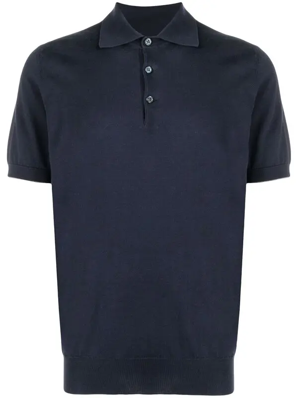 Brunello Cucinelli Fine Knit Short-sleeved Polo Shirt - Blue