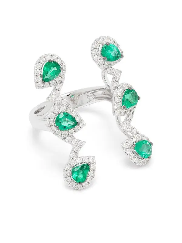 STEFERE 18kt White Gold Diamond And Emerald Ring