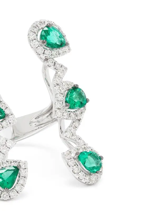 STEFERE 18kt White Gold Diamond And Emerald Ring