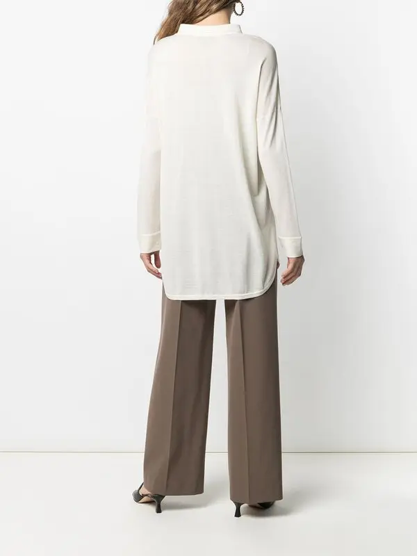 N.peal Longline Silk-cashmere Blend Shirt