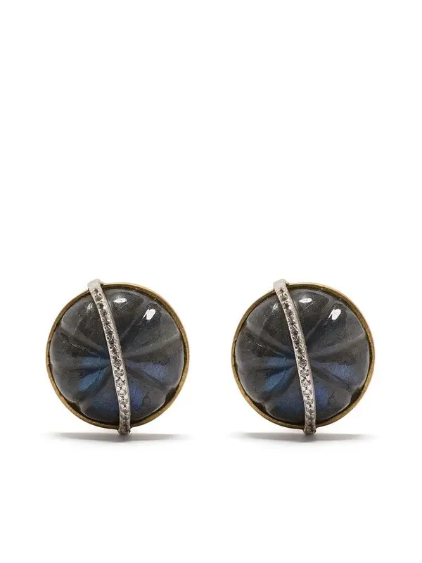 AKANSHA SETHI 14kt Yellow Diamond And Labradorite Stud Earrings - Gold