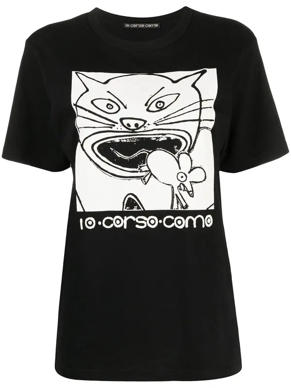 10 CORSO COMO Cat-print Cotton T-shirt