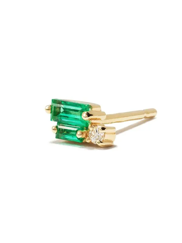 SUZANNE KALAN 18kt Fireworks Emerald And Diamond Stud Earrings