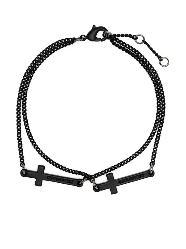 Dsquared2 Layered Cross Charm Bracelet - Black