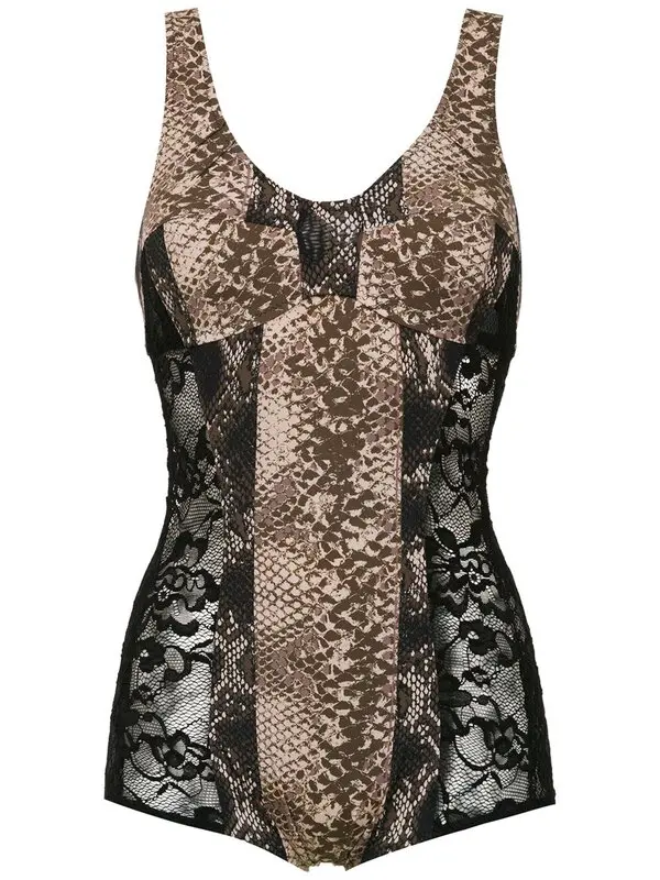 AMIR SLAMA Printed Lace Swimsuit
