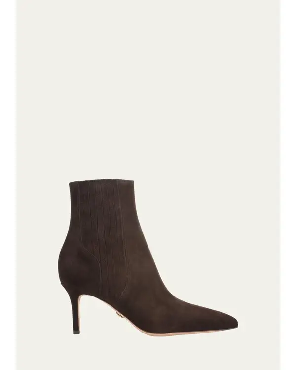 Veronica Beard Lisa Suede Ankle Booties - Espresso