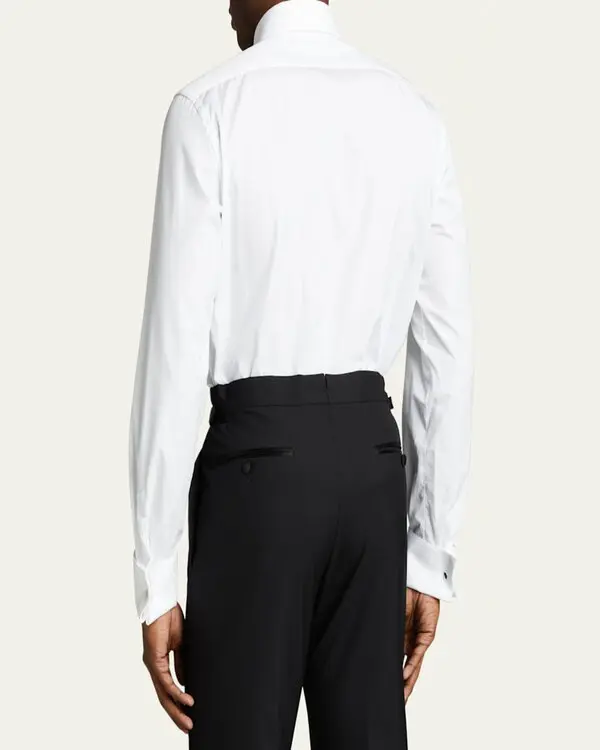 Bergdorf Goodman Pique Bib-front Tuxedo Shirt - White