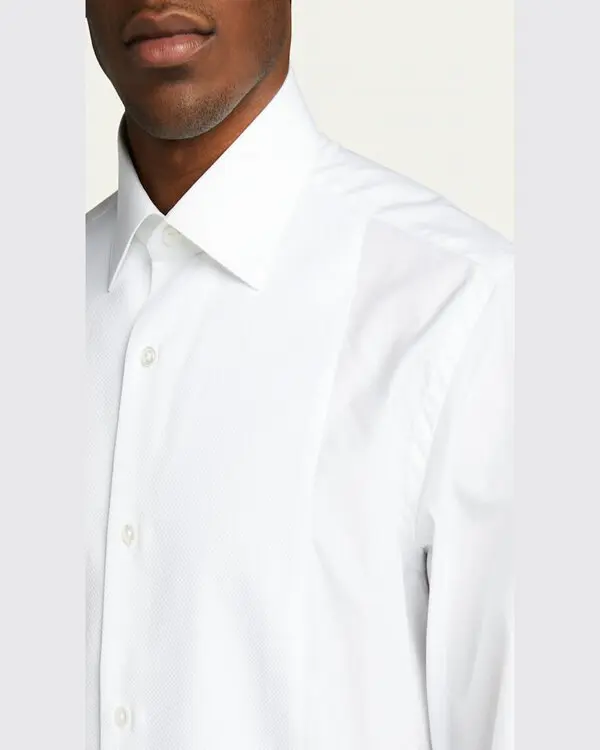 Bergdorf Goodman Pique Bib-front Tuxedo Shirt - White