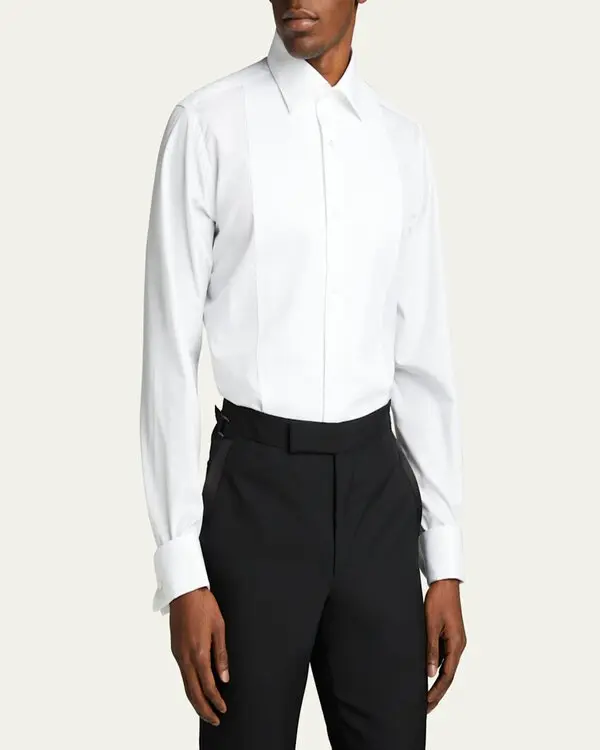 Bergdorf Goodman Pique Bib-front Tuxedo Shirt - White