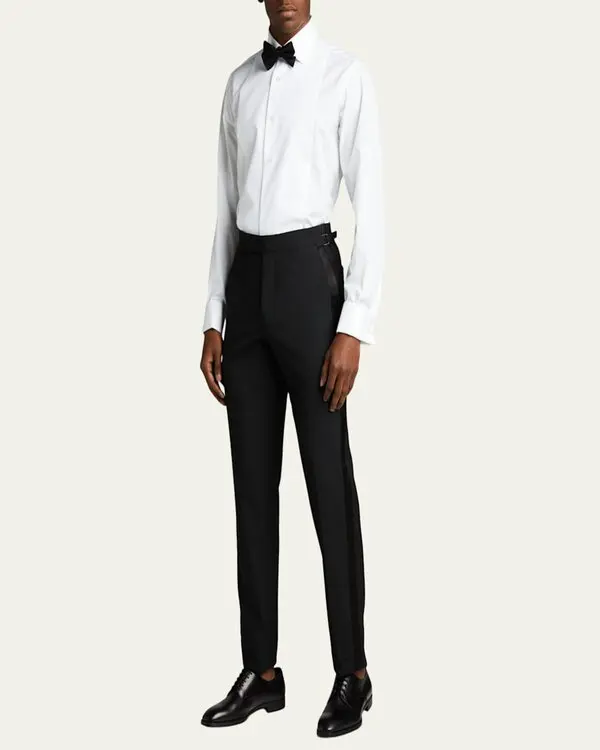 Bergdorf Goodman Pique Bib-front Tuxedo Shirt - White