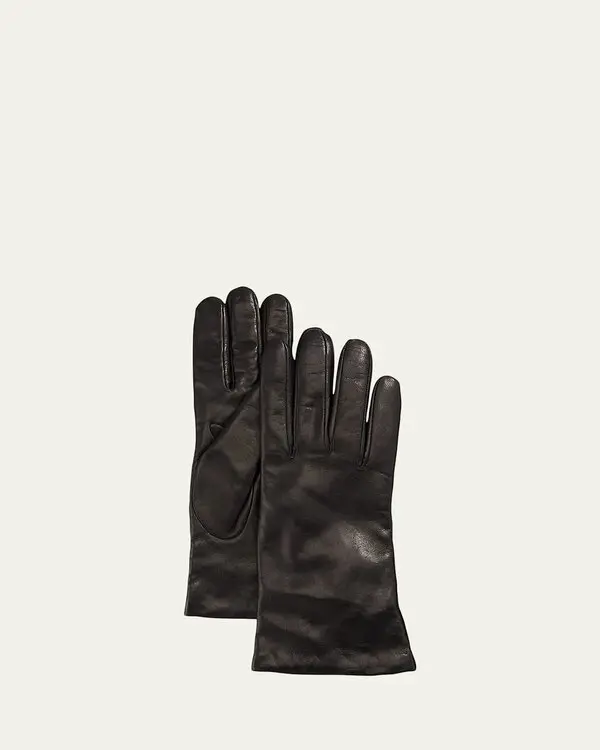Portolano Cashmere-lined Napa Leather Gloves - Black