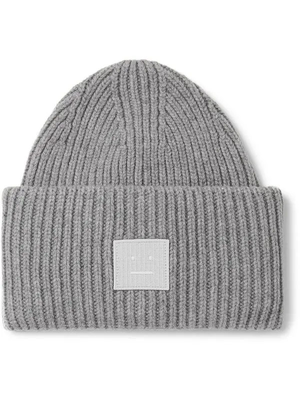 Acne Studios Logo-appliquéd Ribbed Wool Beanie