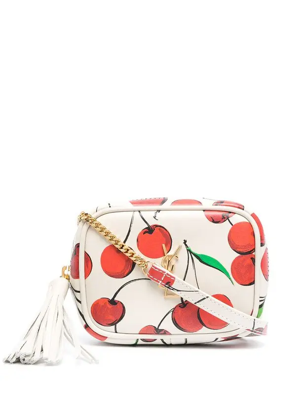 Saint Laurent Cherry-print Logo-plaque Crossbody Bag