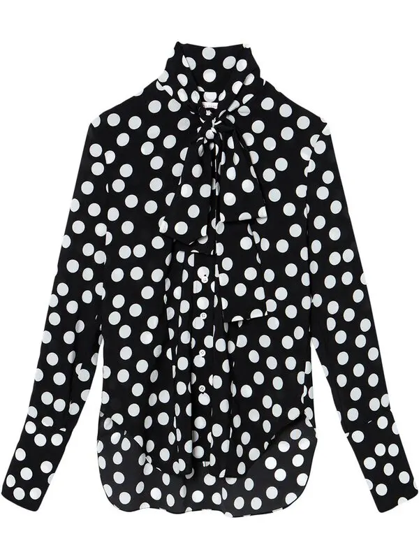 Carolina Herrera Polka-dot Pussy-bow Shirt