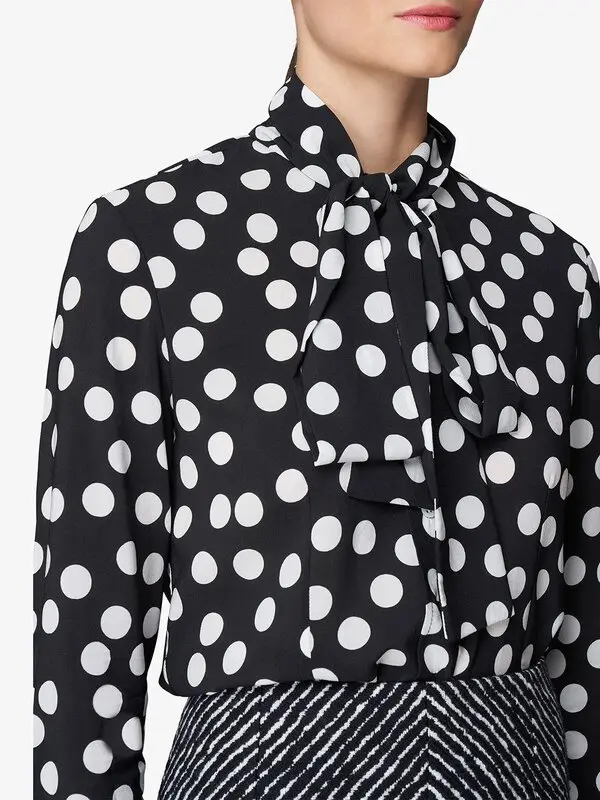 Carolina Herrera Polka-dot Pussy-bow Shirt