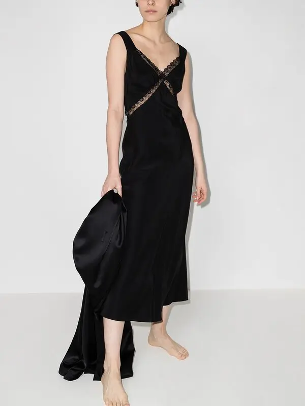 Reformation Provence Lace-Insert Midi Dress - Black | Editorialist