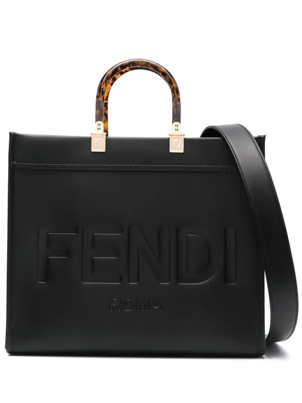 Fendi Sunshine Logo-debossed Tote - Black