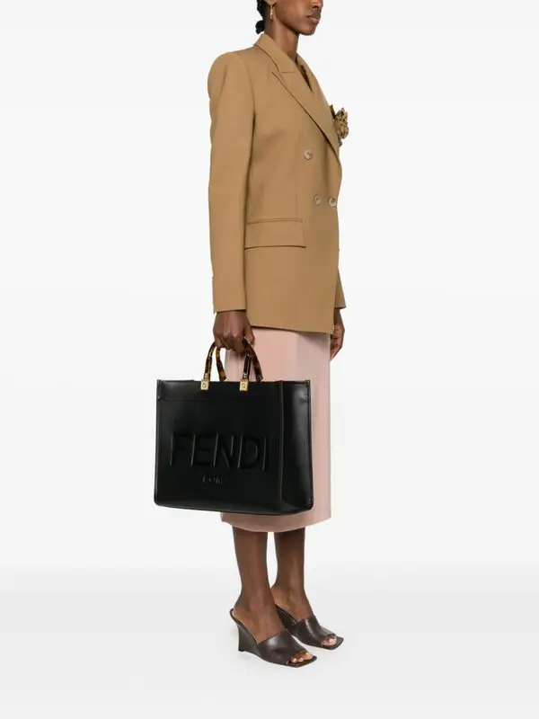Fendi Sunshine Logo-debossed Tote - Black