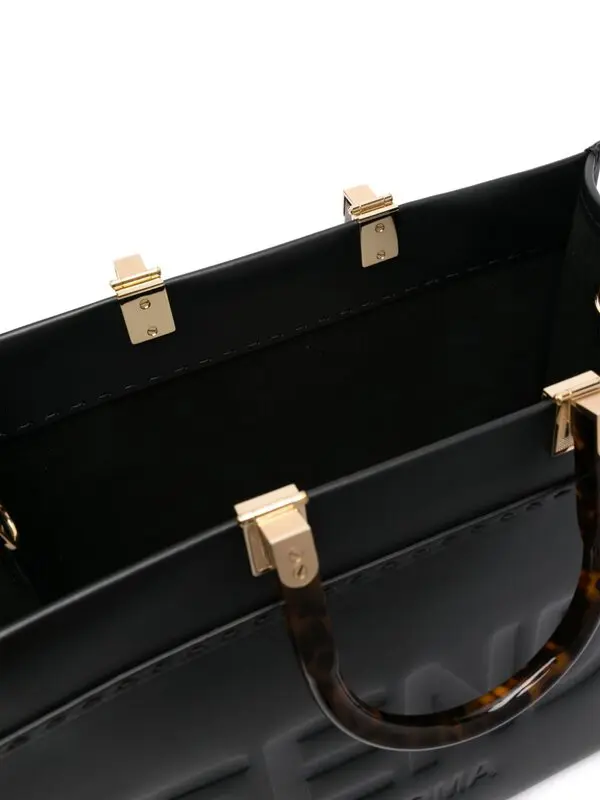 Fendi Sunshine Logo-debossed Tote - Black