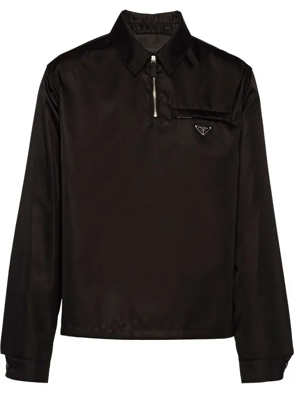 Prada Re-Nylon Zip-Placket Shirt - Black | Editorialist