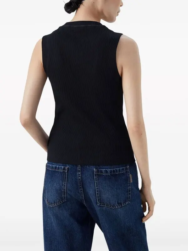 Brunello Cucinelli Contrast-stitch Tank - Black