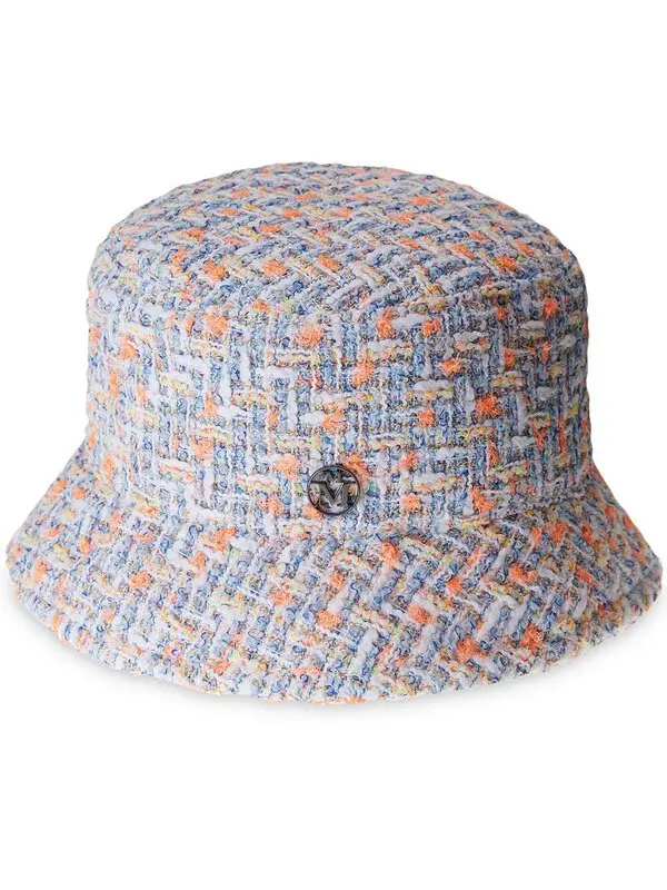 MAISON MICHEL Axel Tweed Bucket Hat - White