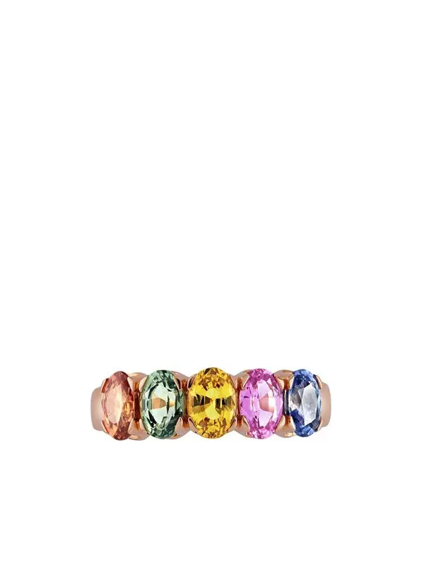 PRAGNELL 18kt Rose Gold Rainbow Sapphire Ring - Pink
