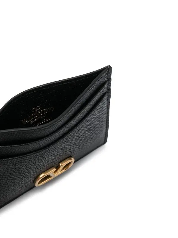 Valentino Garavani Vlogo Signature Leather Card Holder - Black
