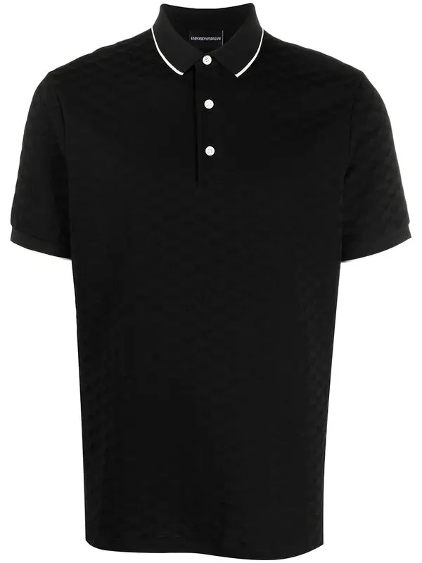 Emporio Armani Logo Embroidered Polo Shirt - Black