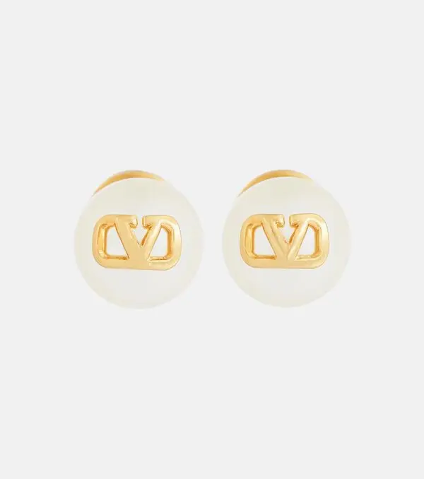 Valentino Garavani Vlogo Faux Pearl Stud Earrings - Gold