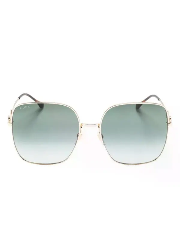 Gucci Horsebit Detail Square-frame Sunglasses - Gold